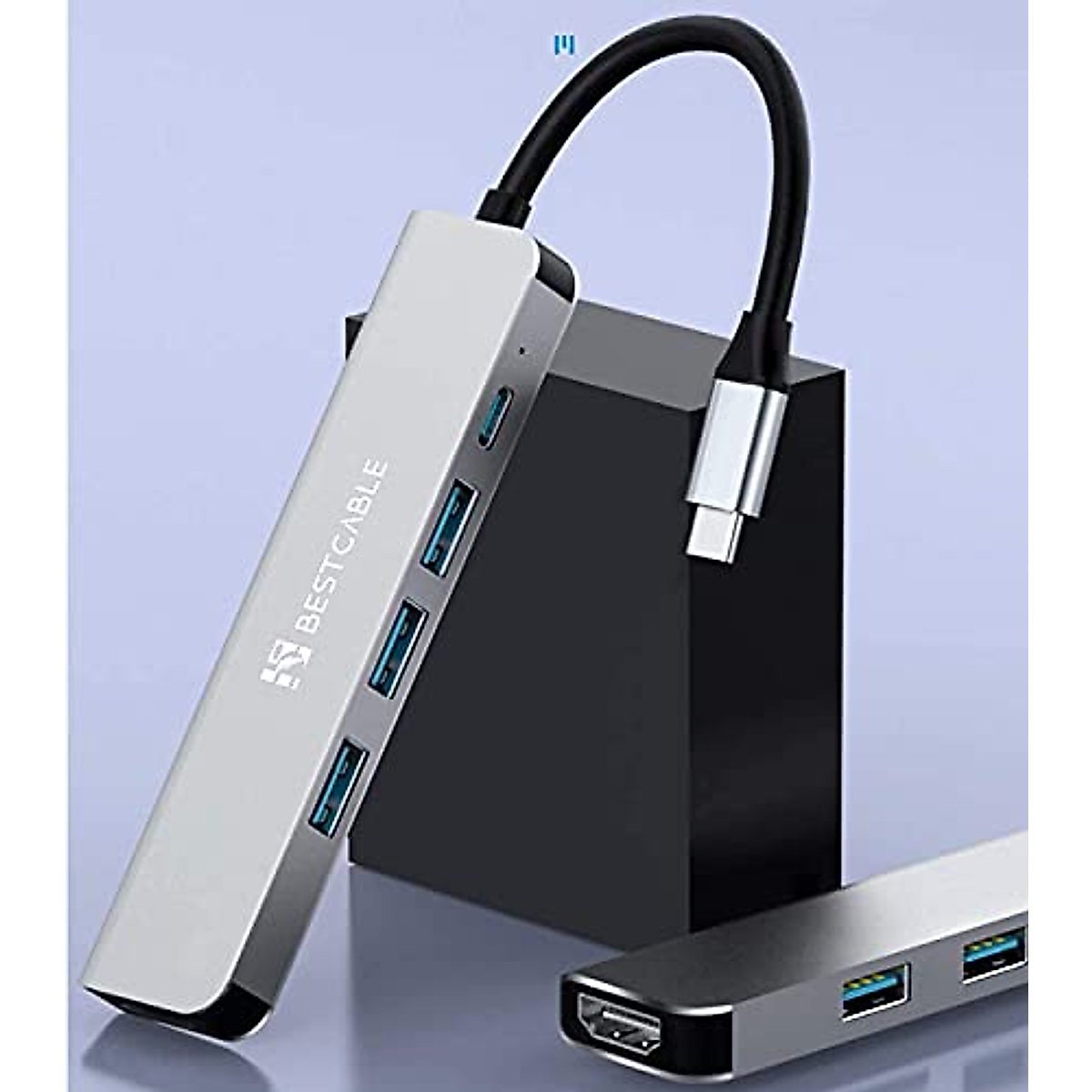 BEST CABLE USB C Hub Multiport Adapter - 5 in 1 Portable with 4K HDMI Output, 3 USB 3.0 Ports,USB C 100W PD, Compatible with MacBook Pro, XPS More USB C Devices (1Pack)