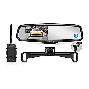 AUTO-VOX T1400 Upgrade Wireless Backup Camera for Car/Trucks, No Wiring, No Interference, OEM Look Rear View Mirror Camera Monitor with IP 68 Waterproof Super Night Vision Back Up Camera