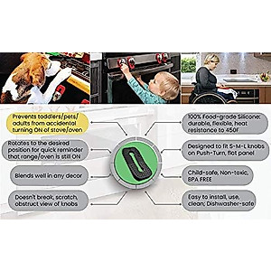 Vadiff Silicone Gas Stove Child Safety Knob Locks | Oven Knob Guard (5 Pk)(Gray)