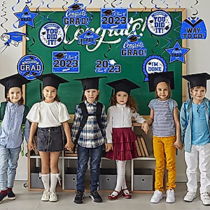 31 Pieces Graduation Party Supplies, 2023 Graduation Hanging Swirl Congrats Grad and Graduation Party Decorations(Blue, Black)