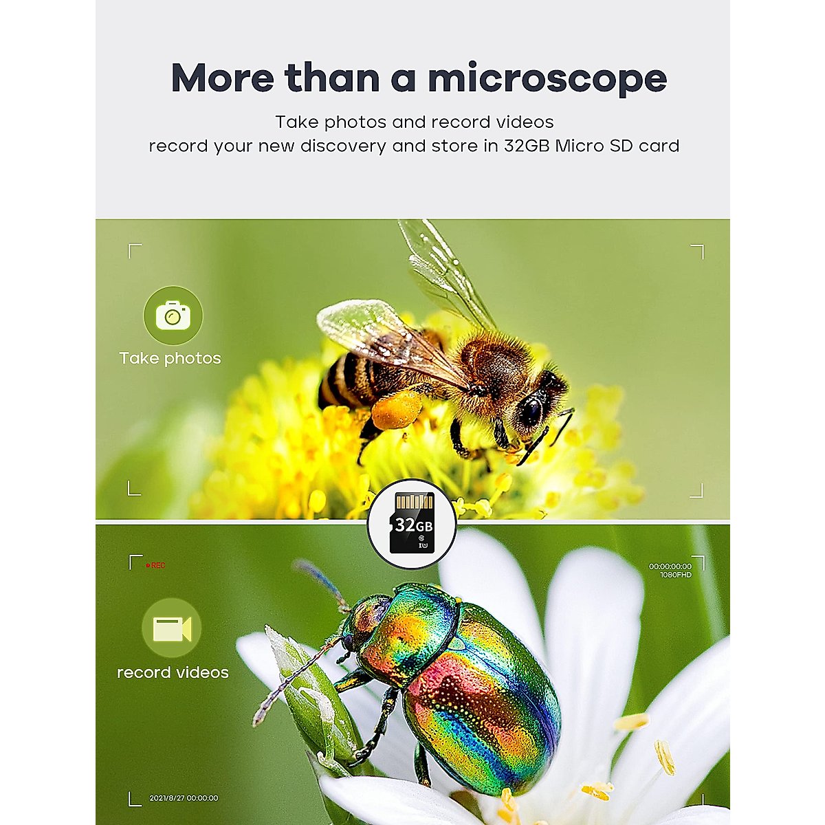7" LCD Digital Microscope 1200X,Leipan 12MP Coin Microscope for Adults,1080P Microscope with 12pcs Slides,Windows/Mac OS Compatible(32GB Card)