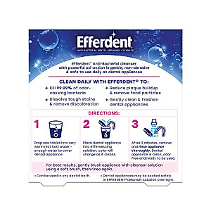 Efferdent Denture Cleanser Tablets, Complete Clean, Cleanser for Retainer and Dental Appliances, 44 Count, (Pack of 6)
