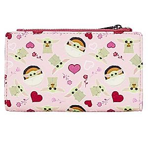 Loungefly Star Wars Baby Yoda Pink All Over Print Faux Leather Wallet