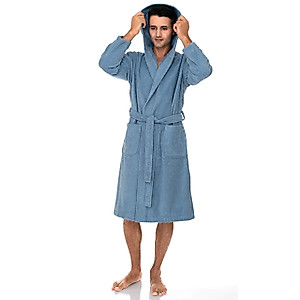 TowelSelections Mens Hooded Robe, Premium Cotton Terry Cloth Bathrobe, Soft Bath Robes for Men XX-Large Blue