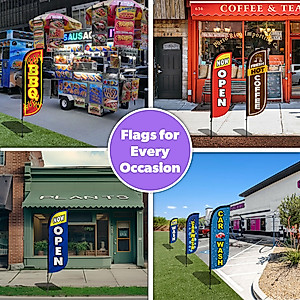 LookOurWay Feather Flag Pole Kit - 7 Feet Tall Advertising Banner with Fiberglass Pole Set and Ground Spike for Business Promotion - Real Estate Flags - For Rent