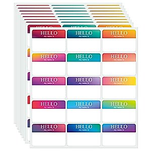345 Pcs Name Tags Rainbow Sticker, Hello My Name is Stickers 15 Color, Name Tag Stickers, Hello My Name is Name Tag, Name Tags Sticker for School Office Home (3"x2")