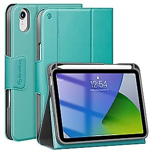 BloxFlag iPad Mini 6 Case 2021 6th Generation 8.3 Inch Smart Folio Stand Protective Cover with Pencil Holder/Pocket/Auto Sleep/Wake Function Vegan Leather Case for iPad Mini 6th Gen (Green)