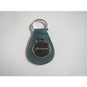1975 1976 1977 1978 1979 1980 1981 1982 GRANADA SCRIPT LOGO LEATHER KEYCHAIN - TEAL