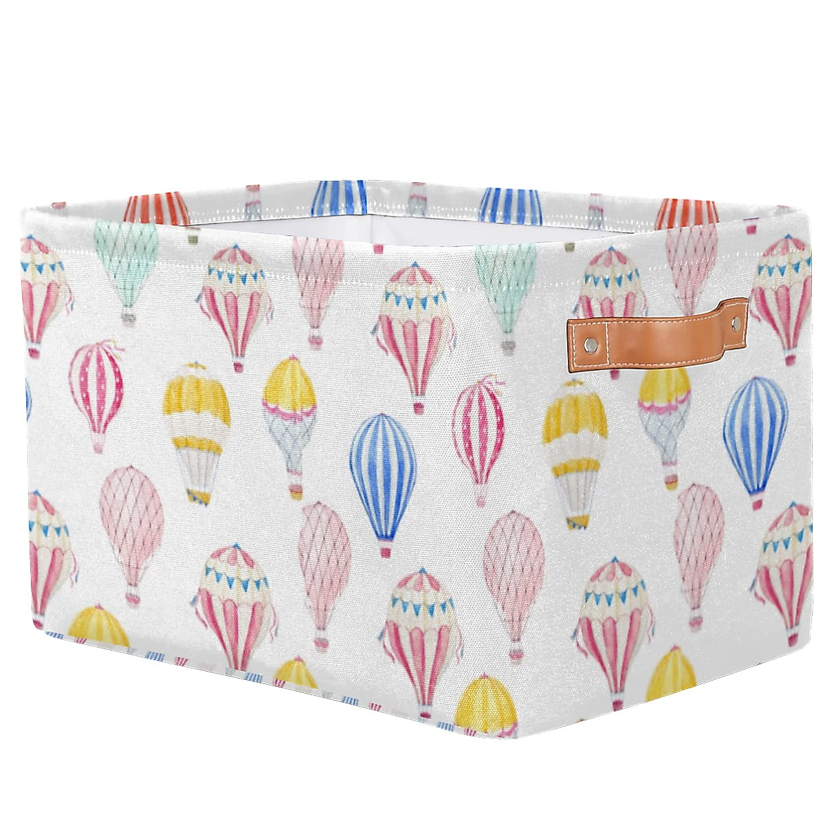 Fabric Storage Bins Hot Air Balloon Cute Small Shelf Basket With Handles Decorative Cubes Box Organizer Containers for Shelves Home Office Decor