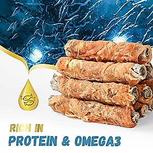 Pawmate Chicken Wrapped Cod Fish Skin Stick Dog Treats, Healthy High Protein Omega3 Cod Twist Dog Chews Real Chicken Wrap Teeth Cleaning for Large Medium Small Pets 10.5OZ