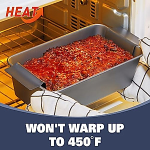 BRONYPRO Nonstick Meatloaf Pan with Drain Tray, 9x5 Meat Loaf Pans for Baking Bread, Homemade Banana Bread Tin for Oven, Grey