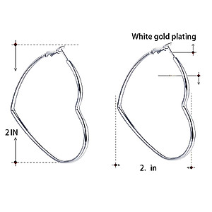 Hoop Earrings, Fashion Jewelry Statement Silver Heart Hoop Earrings for Women Hypoallergenic
