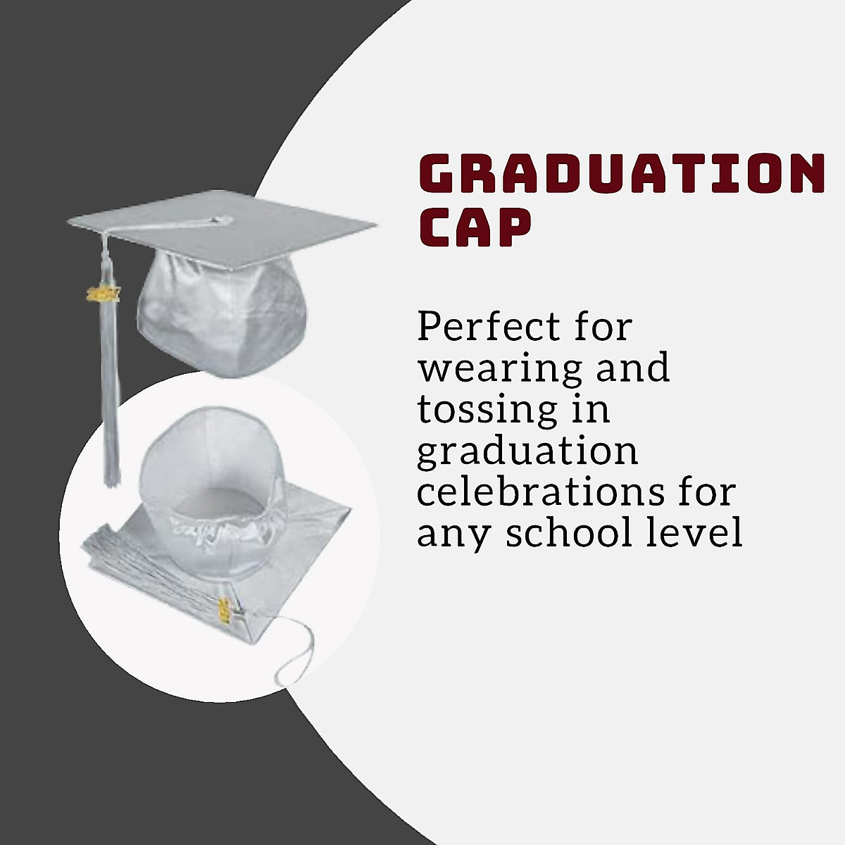 GFY Unisex Shiny Graduation Cap & Gown Set with 2024 Tassel Year Charm for Elementary, Middle School, High School, & College