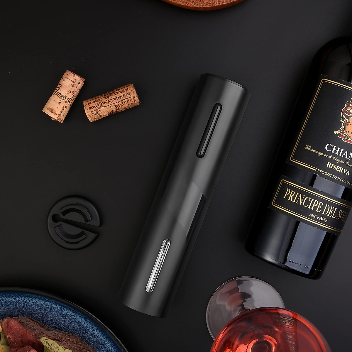 KAVYDENS 4-in-1 Electric Wine Opener Set – USB Rechargeable with Wine Decanter, Wine Aerator,Pourer, Wine Stopper and Foil Cutter. Gift set for Weddings, Parties, and Home Use