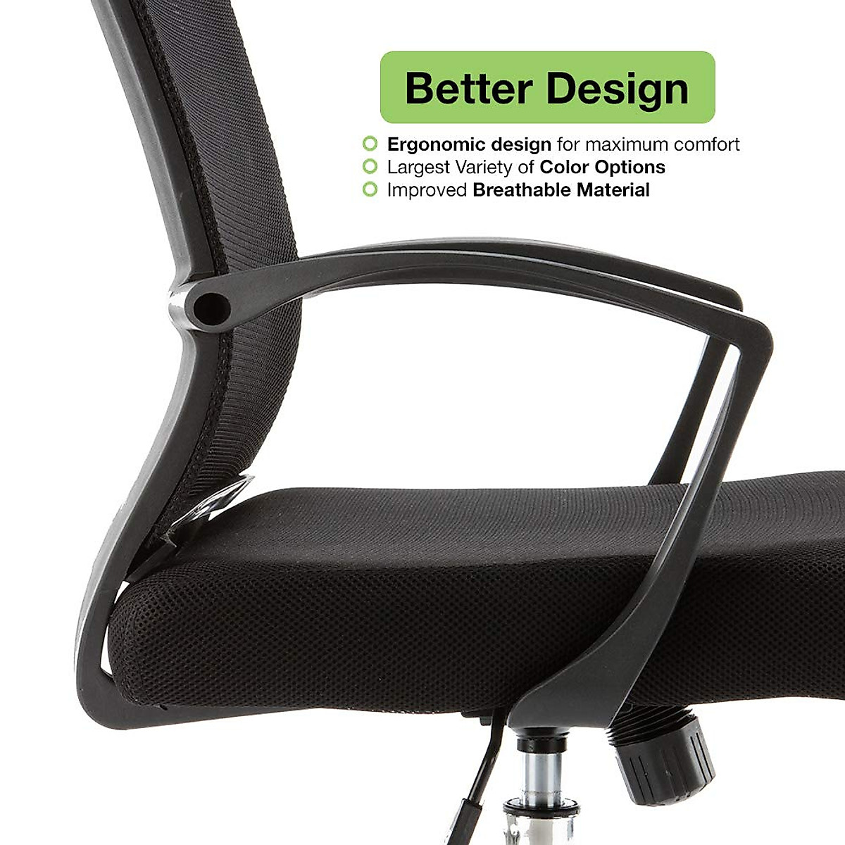 Modern Home Zuna Mid-Back Office Chair - White/Gray, 10.6D x 22.8W x 23.2H Inch