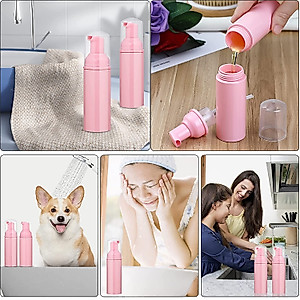 50 pcs 2oz/60ml Foam Pump Bottle Lash Shampoo Bottles Travel Foam Pump Bottle Empty Pink Plastic Refillable Mini Soap Dispenser for Hand Sanitizer Liquid (Pink)
