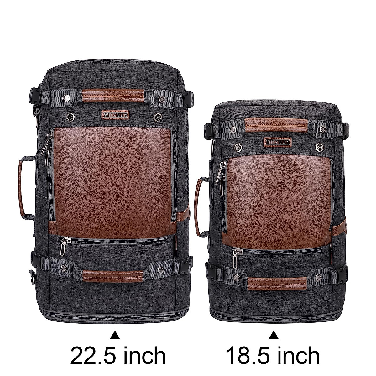 WITZMAN Travel Backpack for Men Women Carry on Luggage Backpack Canvas Rucksack Duffel bag with Shoe Compartment (A2021 Black)