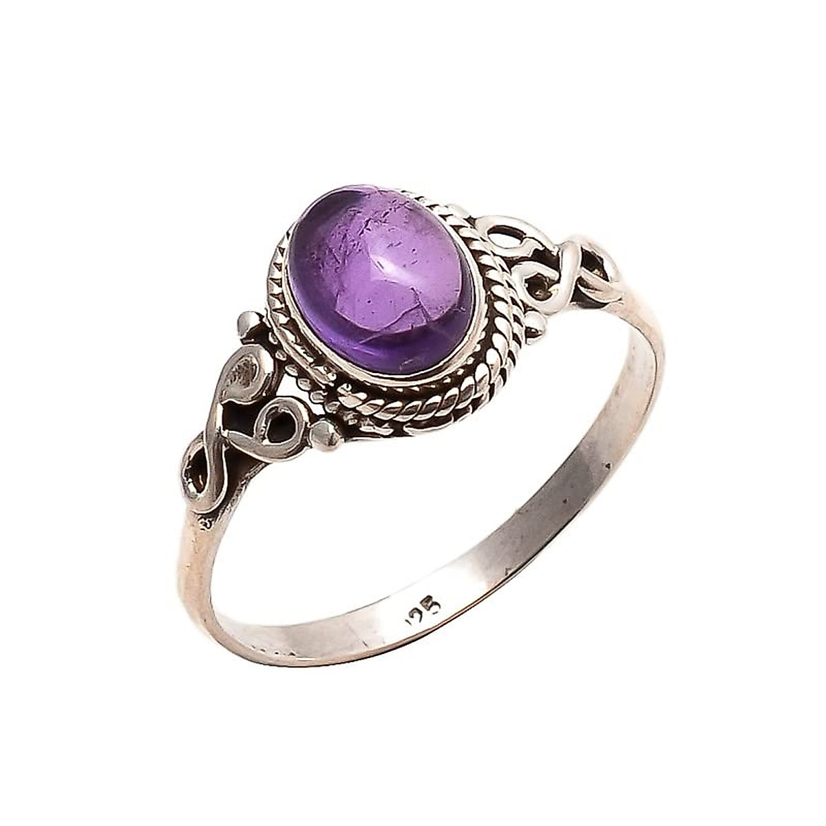 Amethyst Stone Ring 925 Sterling Silver Statement Ring For Women Handmade Rings Gemstone Christmas Promise Ring Size US 7 Gift For Her