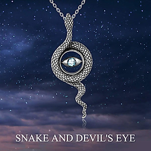 YAFEINI Snake Necklace Sterling Silver Evil Eye Snake Pendant Necklace Christmas Snake Jewelry Gifts For Women Mom