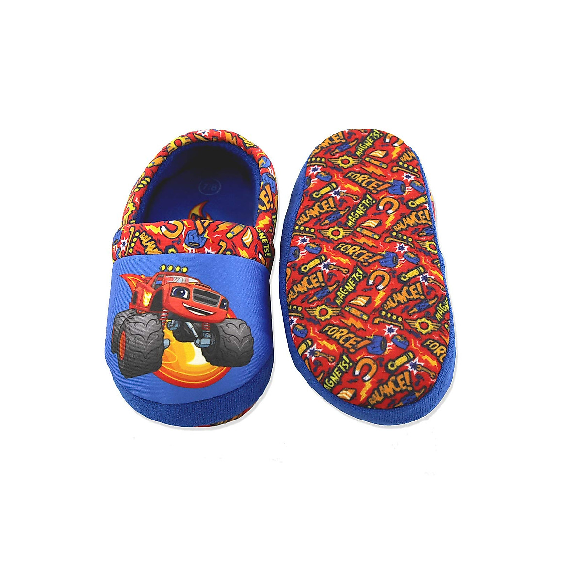 Blaze and The Monster Machines Boys Toddler Plush Aline Slippers (11-12 M US Little Kid, Red/Blue)