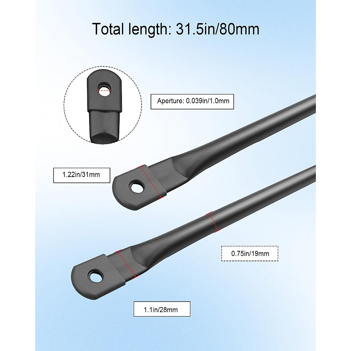 2 Pcs 100cm/39.4inch Garden Swing Replacement Rods for Hanging Swing Seat to Frame, Black Metal Round Rods