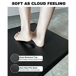 Artnice Anti Fatigue Mat Standing Desk Office One Piece,0.75" Memory Foam Kitchen Mats for Standing,Standing Mat for Standing Desk for Floor, Office, Sink(17.3" x 28")