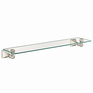 Moen DN8390BN Retreat 22-Inch Wide x 5-Inch Deep Decorative Glass Bathroom Vanity Shelf, Brushed Nickel