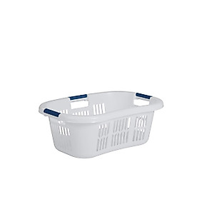 Rubbermaid XL Hip-Hugger Laundry Basket/Hamper, 2.1-Bushel, White, Stackable Storage Bin/Organizer for Bathroom/Bedroom/Dorm/Home