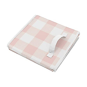Sweet Jojo Designs Pink Buffalo Plaid Check Girl Small Fabric Toy Bin Storage Box Chest For Baby Nursery or Kids Room - Blush and White Shabby Chic Woodland Rustic Country Farmhouse