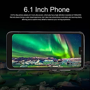 6.1 Inch Face Recognition Phone 6800mAh I14 Pro Phone 4GB 32GB Black Front 8MP Rear 16MP for Work Use (US Plug)