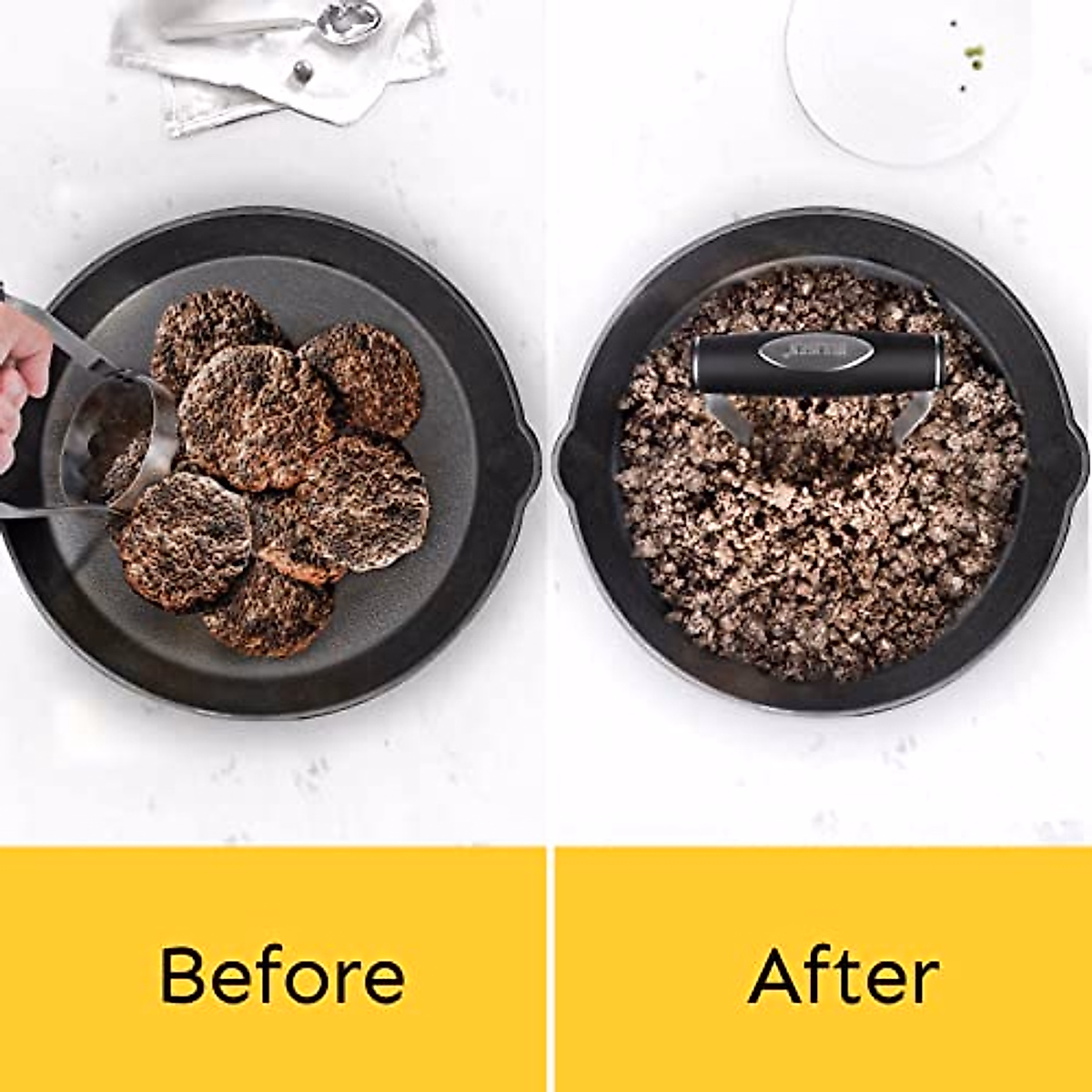 HULISEN Cutlery Serrated Food Chopper, 3 Inch Stainless Steel Manual Hand Chopper with Grip Handle & Serrated Tooth Edge, Handheld Chopper, Chop Cabbage, Egg, Nut, Ground Meat, Vegetable for Salad