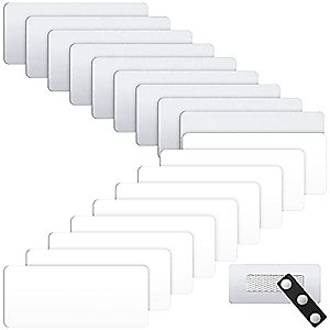 Gisafai 18 Pieces Sublimation Name Tags 1 x 3 Inch DIY Badge Blank with Round Edges Magnetic Personalized Name Tags Metal Rectangular Tag Blanks for School Office Supplies
