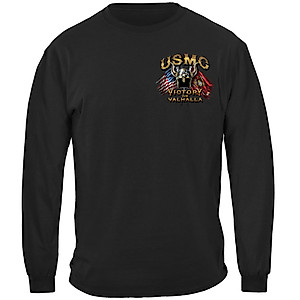 Erazor Bits US Marines US Marine Corps T Shirt - Marine Corps Tee Long Sleeve Shirts -Black X-Large