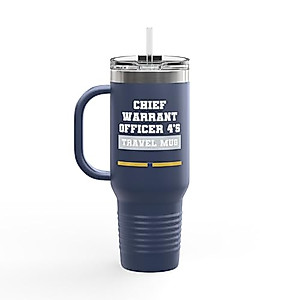 Chief Warrant Officer 4's Travel Mug: Insulated Stainless Steel Tumbler with Handle and Straw, Military Gift (40oz)
