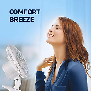 NEXAIR 6-Inch Clip on Fan,360 Degree Rotation,Two Speed Portable Clip Fan With Strong Clamp Grip,Quiet Operating Desk Fan Made Of Durable Material,Great For Bedroom,Office,Living Room NF001-WH-Q