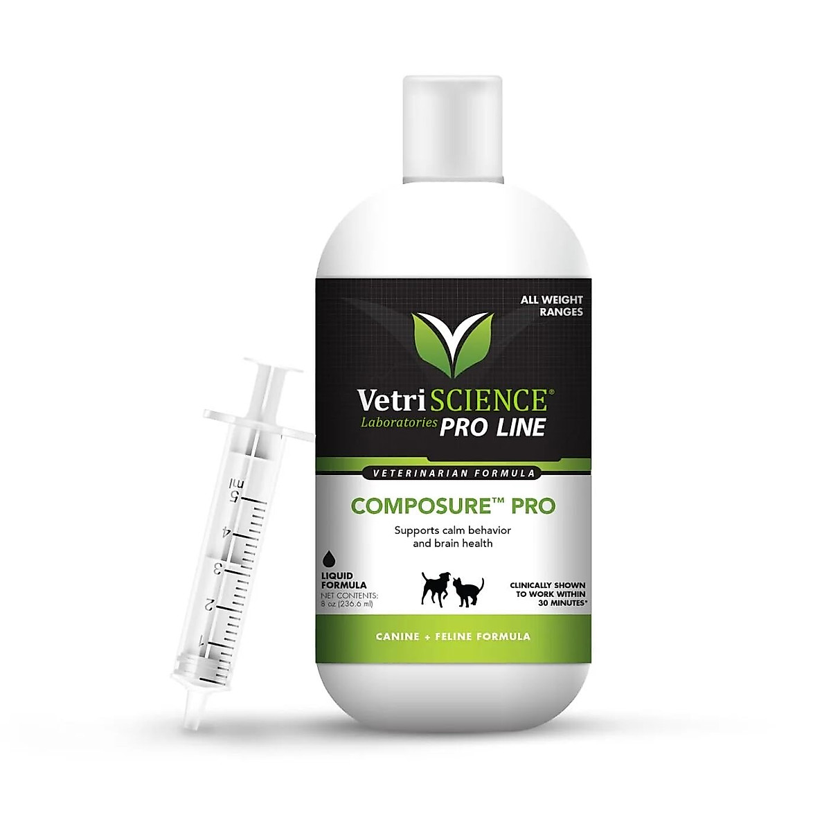 VetriScience Composure Pro - Liquid Calming Supplement for Dogs & Cats - Relaxation Support Formula for Pets - Soothing Aid for Tranquility & Brain Function Support - 8 oz