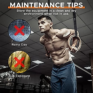 PACEARTH Gymnastics Rings Wooden Olympic Rings 1500/1000lbs with Adjustable Cam Buckle 14.76ft Long Straps with Scale Non-Slip Gym Rings for Home Gym Full Body Workout