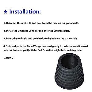 Ketofa Umbrella Cone Wedge ,Patio Umbrella Wedge Plug Fits Umbrellab Pole Diameter in 1.5" Great for Patio Table Hole Opening 1.94 to 2.7 inch，2Pcs