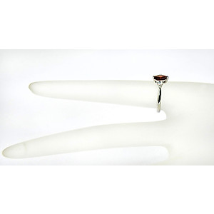 RB Gems Sterling Silver 925 Ring Genuine Gemstone Marquise 8X4 mm, 0.91 Cts, RHODIUM-PLATED Finish (12, garnet)