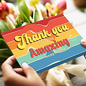 24 Pack Employee Appreciation Gifts Employee Thank you Cards with Envelopes & Stickers 4" x 6" Thank You Business Cards Staff Appreciation Gifts for Team Coworkers Employee Work Anniversary, 6 Designs