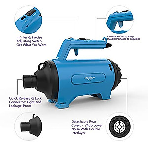 shernbao Dog Dryer High Velocity Professional Dog/Pet Grooming Force Hair Dryer/Blower (SMD-06P) (Navy Blue)