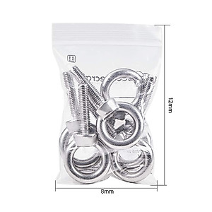 INCREWAY 6pcs Stainless Steel Eye Bolts,304 Stainless Steel M8x35mm Lifting Thread Eye Ring Bolt Screw Eyebolt