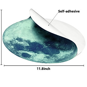 Glow in The Dark Moon Wall Decal, Glow in The Dark Stickers for Kids Bedroom, Glow in The Dark Moon Stickers for Ceiling, Glow in The Dark Poster 11.8 inch