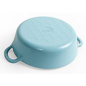 Neoflam Retro 2qt Non-Stick Ceramic Coated Low Stockpot with Integrated Steam Vent Glass Lid, Silicone Hot Handle Holder Included, Saute Pot, Casserole, Dutch Oven, Cookware for Pasta, Stew, Mint Blue