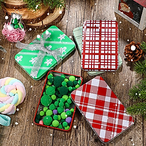 Blulu 12 Pcs Christmas Gift Card Holders, Plaid Patterns Tin Boxes Xmas Small Gift Card Box with Lids for Money Greeting Card Holiday Party Favors Gift Giving Stocking Stuffers, 4.92 x 3.15 x 0.6 Inch