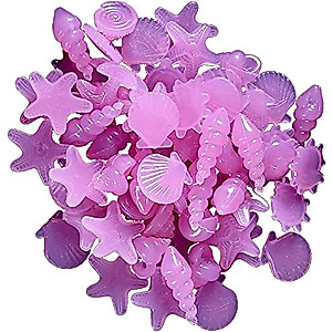 Aquarium Decorative Glow in the Dark Stones Pebbles, 130Pcs Gardening Luminous Stones Outdoor Decor Glowing Water Fish Tank Gravel (Purple)
