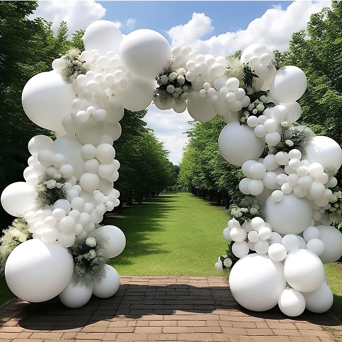 Dark Green White Balloon Garland Double Stuffed Balloons Different Sizes Latex Emerald Green Balloon Pastel Green Balloon Arch Kit for Birthday Baby Shower Christmas Safari Party decorations