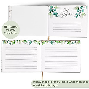 Gold Foil Greenery Wedding Guest Book 7 x 9 inches, Pen & Table Sign Included, Resgistry Sign in Book for Wedding, Bridal Shower, Baby Shower, Graduation, Birthday, Funeral, Anniversary or Reception