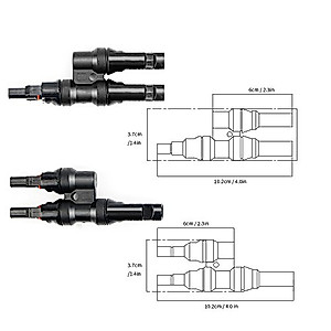 ALLPOWERS MC-4 Branch Connectors Solar Panels Connectors Y Connector in Pair MMF+FFM for Parallel Connection Between Solar Panels
