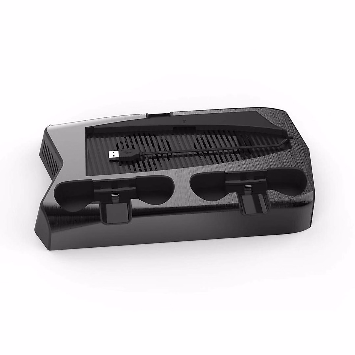 PS5 Controller Charging Station, PS5 Cooling Fan, Vertical Stand for PlayStation 5 Digital Edition & Ultra HD Game Console with Dual Charger Indicator USB Ports for PS5 - Black